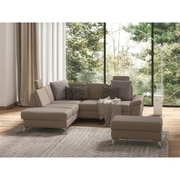 Sit & More SIT&MORE Ecksofa »Padua L-Form« inklusive Sitztiefenverstellung, Armteilfunktion und Federkern beige