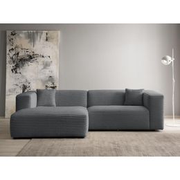 Andas Ecksofa »BAKELS, L-Form in Cord oder Boucle-Stoff, moderne Couch« wahlweise Recamiere rechts/links, bequemer Sitzkomfort anthrazit