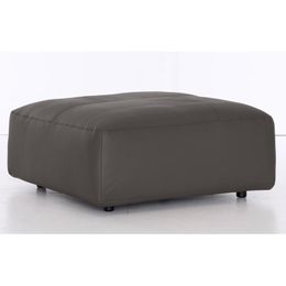 Musterring Hocker &raquo;LUCIA&laquo; grau Flachgewebe VALMONT (60% Baumwolle/40% Leinen);Leder PURO, pigmentiertes Leder;Microfaser CRONA (100% Polyester);Flachgewebe 