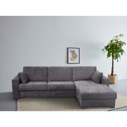 Home Affaire Ecksofa »Roma "L" Dauerschlaffunktion, mit Unterfederung« Matratzenhöhe 14cm, , Liegemaße ca 163x198 cm, L-Form anthrazit