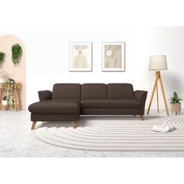 Sit & More SIT&MORE Ecksofa »Romero L-Form« wahlweise mit oder ohne Relax-Funktion, Bettfunktion, Bettkasten dunkelbraun