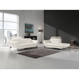 Egoitaliano Polstergarnitur &raquo;Sueli&laquo; Set, bestehend aus Sofa und Recamiere, Kopfteilverstellung, Bezug Leder blau Leder CAREZZA (echtes Rindsleder) ist ein 
