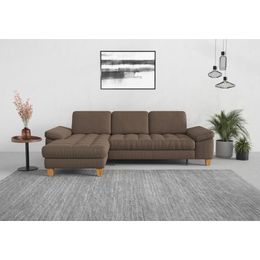 Sit & More sit&more Ecksofa &raquo;Westham L-Form&laquo; mit Recamiere, mit oder ohne Bettfunktion, Bettkasten, F&uuml;&szlig;e Eiche braun 100% Polyester