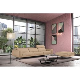 Egoitaliano 3-Sitzer &raquo;Gloria, super bequem, hochwertige Verarbeitung, edles Design, Megasofa&laquo; beidseitig verstellbare R&uuml;ckenelemente, mit Designmetallf&uuml;&szlig;en beige 
