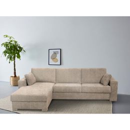 Home Affaire Ecksofa »Roma "L" Dauerschlaffunktion, mit Unterfederung« Matratzenhöhe 14cm, , Liegemaße ca 163x198 cm, L-Form cappuccino