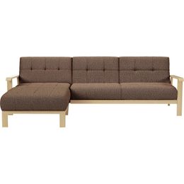 Sit & More sit&more Ecksofa &raquo;Billund L-Form&laquo; Armlehnen aus Buchenholz in natur, verschiedene Bez&uuml;ge und Farben rosa 100% Polyester