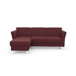 Sit & More SIT&MORE Ecksofa »Visby L-Form« wahlweise mit Bettfunktion und Bettkasten, frei im Raum stellbar bordeaux