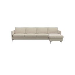 FLEXLUX Ecksofa »Fiore, L-Form, bequem und komfortabel durch hochwertigem Sitzaufbau« schmale Armlehnen, Kaltschaum, Füße Alu Off White