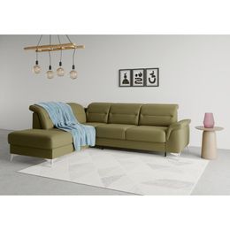 Sit & More SIT&MORE Ecksofa »Sinatra L-Form« mit Ottomane, optional mit Kopfteilverstellung und Armteilfunktion olive