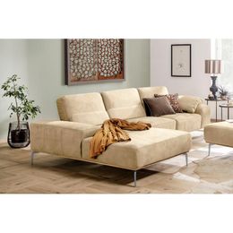 W.Schillig Ecksofa &raquo;run, Designsofa mit tollem Sitzkomfort, bequem, L-Form&laquo; mit elegantem Holzsockel, F&uuml;&szlig;e in Chrom gl&auml;nzend, Breite 319 cm beige 