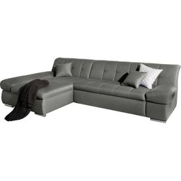 DOMO collection Ecksofa &raquo;Mona L-Form&laquo; wahlweise mit Bettfunktion grau Struktur fein 100% Polyester;Chenilleoptik 100% Polyester;SOFTLUX/Struktur fein 