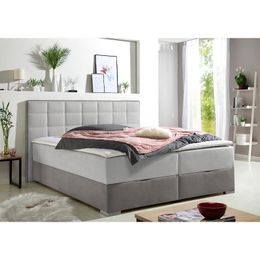 Maintal Boxspringbett mit Bettkasten und Topper hellgrau