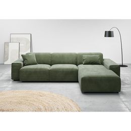 Andas Ecksofa »Glimminge auch in Breitcord, Feincord, Bouclé + Easy care-Bezug« L-Form, Breite 294, Zierkissen oliv