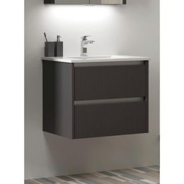 Welltime Waschtisch &raquo;Urban&laquo; mit Keramik Waschbecken, 2 Schubladen mit Softclose, Breite 60 cm grau Holzwerkstoff, Keramik, Kunststoff, MDF