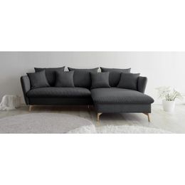 OTTO HOME andas Ecksofa »MERLE, 258 cm, L-Form, traumhafter Cord, « mit Bettfunktion und Bettkasten, Liegefläche 224 x 139 dunkelgrau