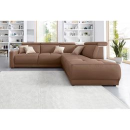 DOMO collection Ecksofa »Ava, moderne Sitzheftung mit toller Doppelnaht, komfortabel, L-Form« mit Ottomane, inkl. Federkern, wahlweise mit...