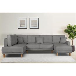 Home Affaire Wohnlandschaft »TRIPLO U-Form wahlweise mit Schlaffunktion, B/T/H: 310/192/90 cm« Schlafsofa, auch mit Bettkasten, Steppung im...