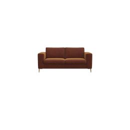 FLEXLUX 2-Sitzer &raquo;Fiore Designsofa, bequem und komfortabel durch hochwertigen Sitzaufbau&laquo; breite Armlehnen, Kaltschaum, F&uuml;&szlig;e Alu+ Eiche braun 100% 