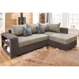 Collection AB Ecksofa »John L-Form« mit Bettfunktion, wahlweise mit Federkern dunkelbraun/cappuccino