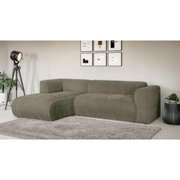 Inosign Ecksofa »MERID L-Form (257 cm), zeitlos & stilvolles Design, « Aufwendig gepolstert, in Cord, Chenille und Struktur grün