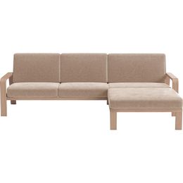 Sit & More SIT&MORE Ecksofa »Kolding L-Form« Armlehnen aus Buchenholz in natur, verschiedene Bezüge und Farben beige