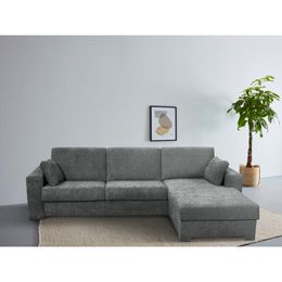 Home Affaire Ecksofa »Roma "L" Dauerschlaffunktion, mit Unterfederung« Matratzenhöhe 14cm, , Liegemaße ca 163x198 cm, L-Form dunkelgrau