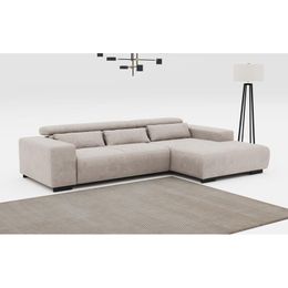 COTTA Ecksofa &raquo;Side L-Form, mit Kopfteilverstellung & 3 Nierenkissen&laquo; optional motorische Sitztiefenverstellung grau 100% POLYESTER (PES)