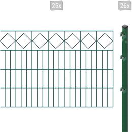 Arvotec Doppelstabmattenzaun &raquo;ESSENTIAL 80 zum Einbetonieren "Karo" mit Zierleiste&laquo; Zaunh&ouml;he 80 cm, Zaunl&auml;nge 2 - 60 m gr&uuml;n Kunststoff, Stahl