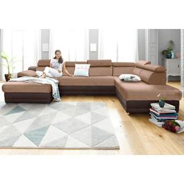 Sit & More sit&more Wohnlandschaft &raquo;Xenia U-Form&laquo; wahlweise mit Bettfunktion braun Kunstleder SOFTLUX ;Luxus-Microfaser ALTARA NUBUCK (100% Polyester);Luxus-