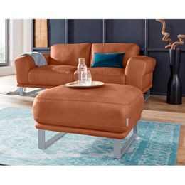 W.Schillig Hocker &raquo;montanaa&laquo; mit Metallkufen in Silber matt, Breite 71 cm braun