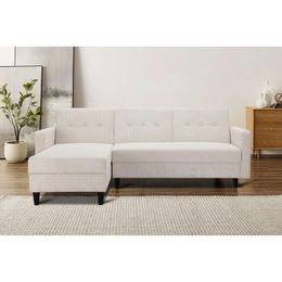 DOREL HOME Ecksofa »Hartford II« mit Bettfunktion und Stauraum, Recamiere beidseitig montierbar creme