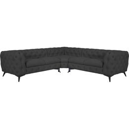 LEONIQUE Chesterfield-Sofa »Ecksofa GLYNIS L-Form mit Wellenunterfederung, Maße B/T/H 264/264/75cm« aufwändige Knopfheftung, moderne Chesterfield...