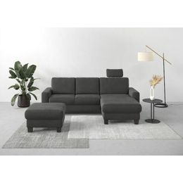 Home Affaire Ecksofa »Summer L-Form« mit Recamiere, mit oder ohne Bettfunktion und Bettkasten, Cord-Bezug anthrazit