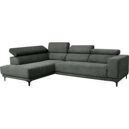 Alina Ecksofa »Hikari« wahlweise mit Sitzvorzug, in modernem Cordstoff, Breite 302 cm olivgrün GCT 333