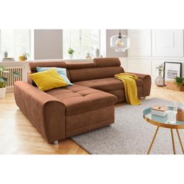 Sit & More sit&more Ecksofa &raquo;Riva L-Form&laquo; inklusive Kopteilverstellung, wahlweise mit Bettfunktion braun Flachgewebe (100% Polyester);Luxus-Microfaser (100% 