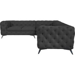 LEONIQUE Chesterfield-Sofa »Ecksofa GLYNIS L-Form mit Wellenunterfederung, Maße B/T/H 323/264/75cm« aufwändige Knopfheftung, moderne Chesterfield...