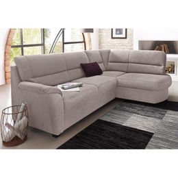 Sit & More SIT&MORE Ecksofa »Pandora L-Form« wahlweise mit Bettfunktion und Bettkasten grau