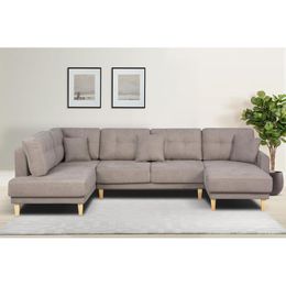 Home Affaire Wohnlandschaft »TRIPLO U-Form wahlweise mit Schlaffunktion, B/T/H: 310/192/90 cm« Schlafsofa, auch mit Bettkasten, Steppung im...