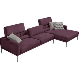 Egoitaliano Ecksofa &raquo;Masu, Design trifft sensationellen Sitzkomfort&laquo; inkl. 2 Kissenrollen, R&uuml;ckenelemente manuell verstellbar, Metallf&uuml;&szlig;e lila