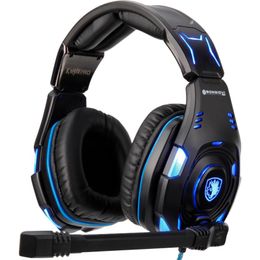 SADES Gaming-Headset »Knight Pro SA-907Pro« Noise-Reduction RGB-Beleuchtung schwarz/blau Knight Pro verfügt über ein geräuschunterdrückendes und...