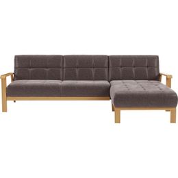 Sit & More sit&more Ecksofa &raquo;Billund L-Form&laquo; Armlehnen aus eichefarbigem Buchenholz, verschiedene Bez&uuml;ge und Farben braun 100% Polyester