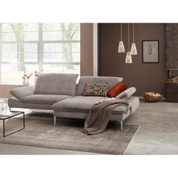W.Schillig Ecksofa &raquo;enjoy&MORE, Designsofa, elegant und bequem, L-Form&laquo; mit Sitztiefenverstellung, F&uuml;&szlig;e Chrom gl&auml;nzend, Breite 294 cm grau Chenille-