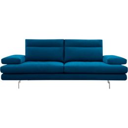 Calia italia 3-Sitzer &raquo;Toby Wing, Designsofa mit hohem Sitzkomfort, bequem und elegant&laquo; inklusive Sitztiefenverstellung, F&uuml;&szlig;e in Chrom gl&auml;nzend blau 