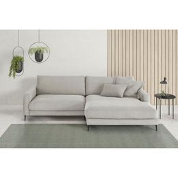 Inosign Ecksofa »Downtown, B/T/H: 272/190/84 cm L-Form« weicher Sitzkomfort auch in Cord und Bouclé, incl. Zierkissen silber