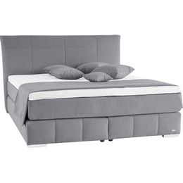 Alina Boxspringbett &raquo;Luga&laquo; 188 cm breit, inkl. Matratze und Komfortschaum-Topper grau Chenille GCP (100% Polyester)