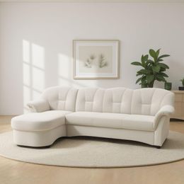 DOMO collection Ecksofa »Flores Schlafsofa, B/T/H: 233/142/86 cm, L-Form« wahlweise mit Bettfunktion, wahlweise mit Federkern, auch in Leder creme