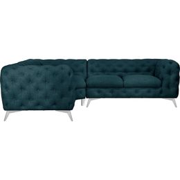 LEONIQUE Chesterfield-Sofa »Ecksofa GLYNIS L-Form mit Wellenunterfederung, Maße B/T/H 264/204/75cm« aufwändige Knopfheftung, moderne Chesterfield...