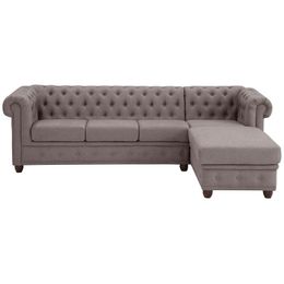 Home Affaire Chesterfield-Sofa &raquo;New Castle L-Form&laquo; hochwertige Knopfheftung in Chesterfield-Design, B/T/H: 255(171/72) grau