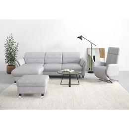 Sit & More SIT&MORE Ecksofa »Grenoble L-Form mit Federkern« wahlweise mit Bettfunktion, Bettkasten, Arm- und Kopfteilverstellung silber