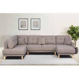 Home Affaire Wohnlandschaft »TRIPLO U-Form wahlweise mit Schlaffunktion, B/T/H: 310/192/90 cm« Schlafsofa, auch mit Bettkasten, Steppung im...